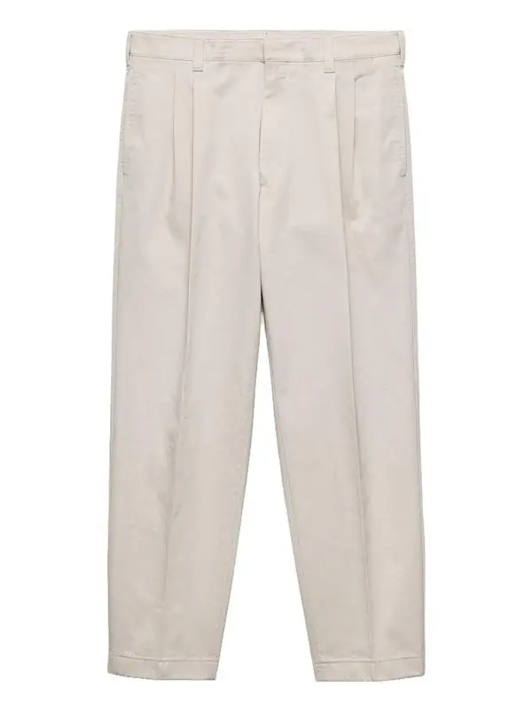 Prada Pleated Relaxed Fit Trousers - Limestone Color