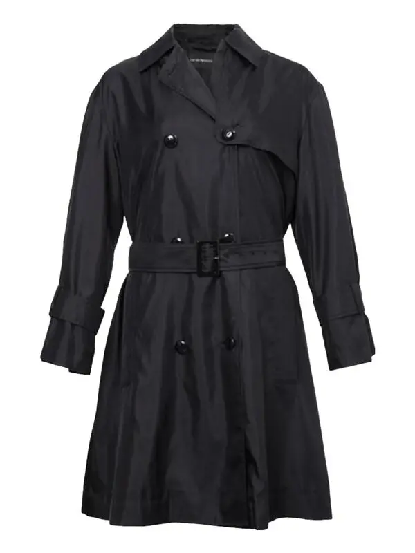 Emporio Armani Double-breasted Coat With Belt - Black