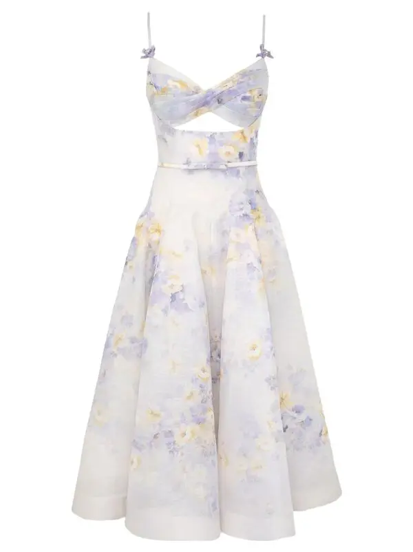 Zimmermann Crush Twist Front Midi Dress - Lavender
