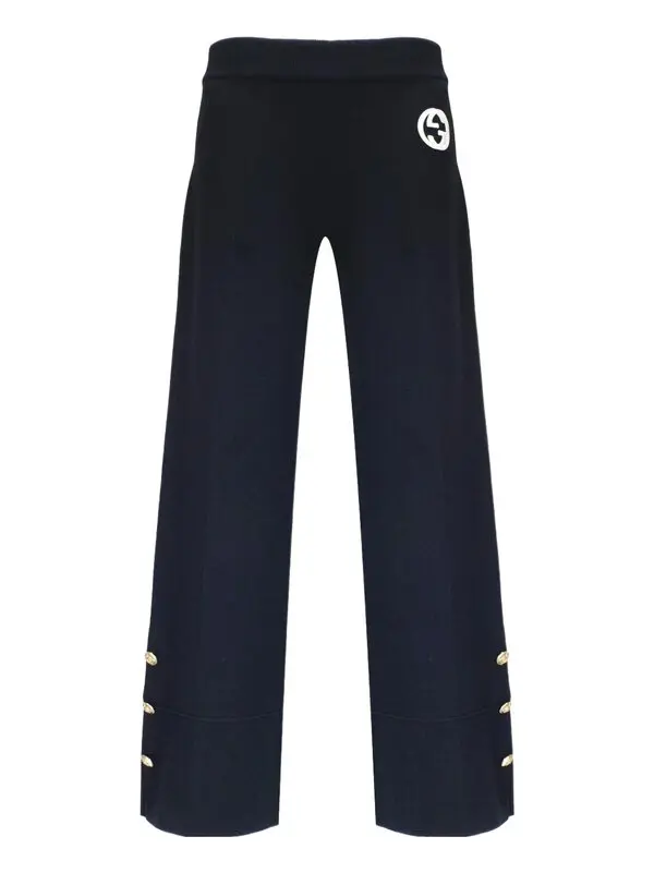 Gucci Logo Embroidered Buttoned Trousers - Blue