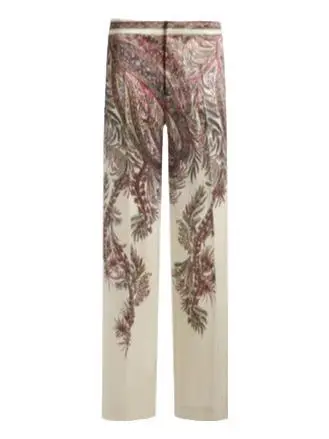 Etro Printed Satin Palazzo Trousers - Light Brown