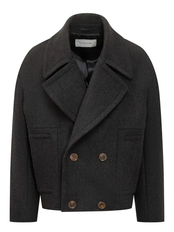 LANVIN Double-breasted Coat With Wide Lapels - Black