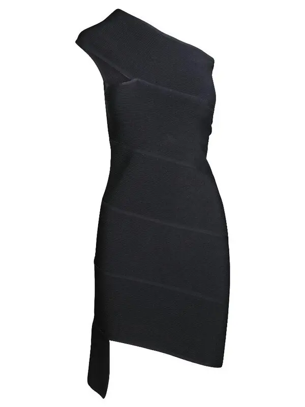 Bottega Veneta One Shoulder Spiral Mini Dress - Black