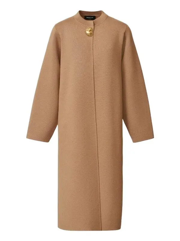 Fabiana Filippi Crew Neck Knitted Coat - Brown