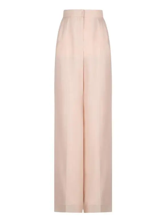 Max Mara Silk Wide Leg Trousers - Pink