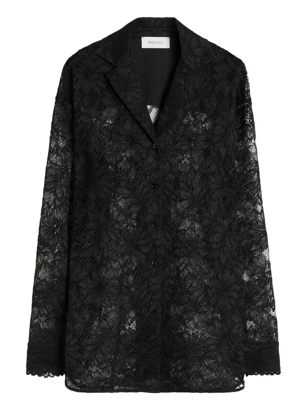 Sportmax Oversized Floral Lace Shirt - Black