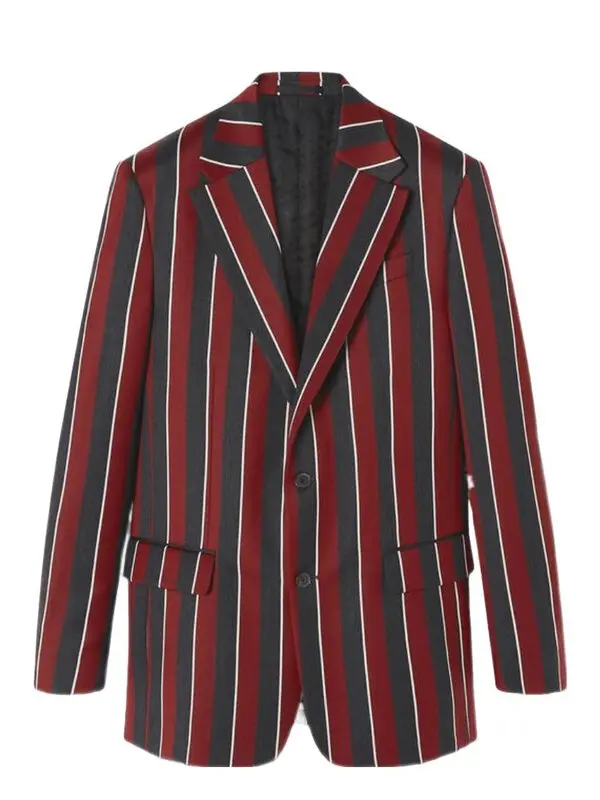 Versace Regimental Stripes-print Single-breasted Blazer - Black