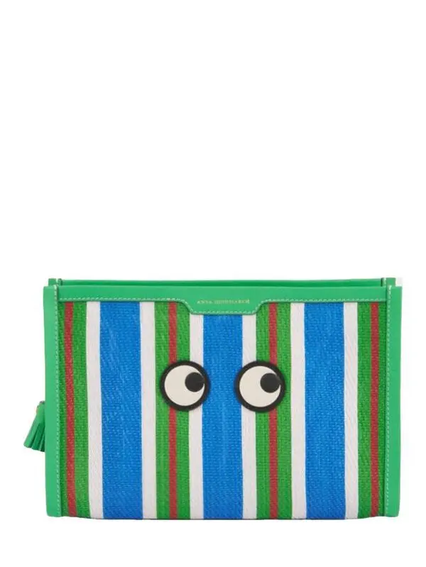 ANYA HINDMARCH Eyes Motif Striped Makeup Bag - Green