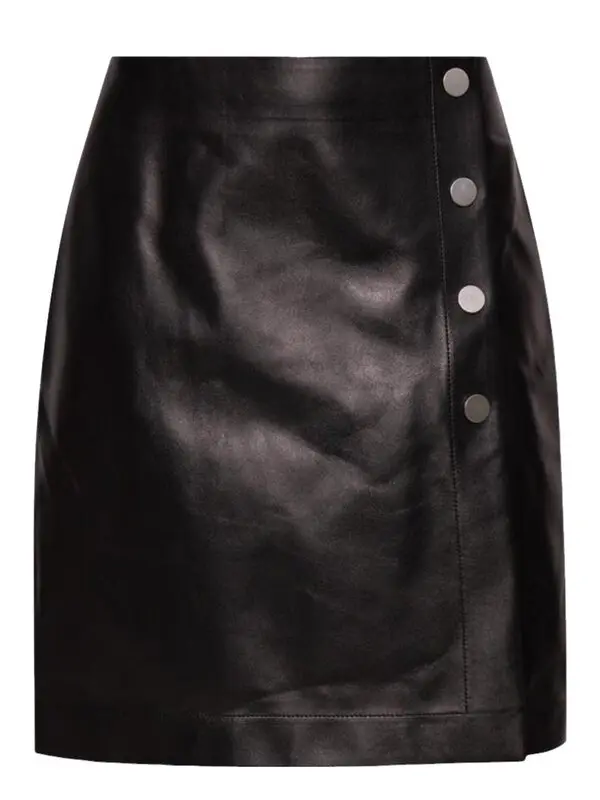 Bottega Veneta Side-button Leather Skirt - Black