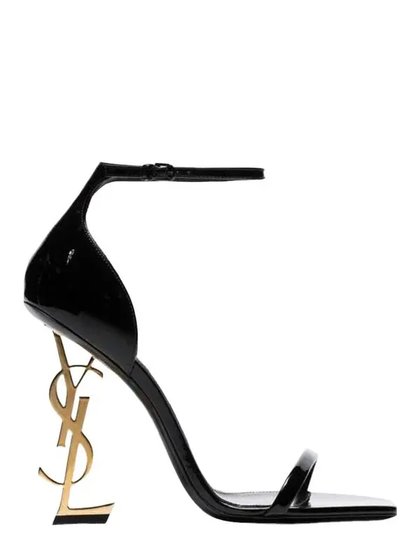 Saint Laurent Opyum Logo Plaque Sandals - Black