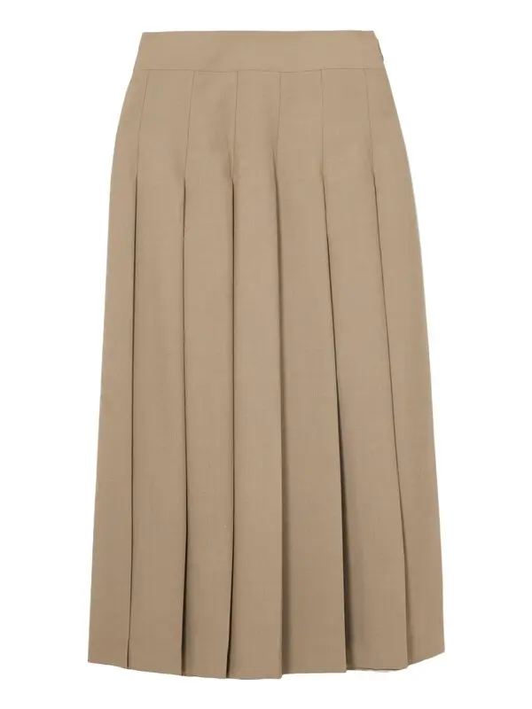 RÓHE Pleated Wool-blend Midi Wrap Skirt - Beige