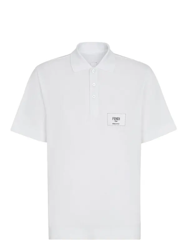 Fendi Logo Embroidered Short-sleeved Polo Shirt - White