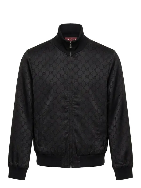 Gucci Monogrammed Zip-up Jacket - Black