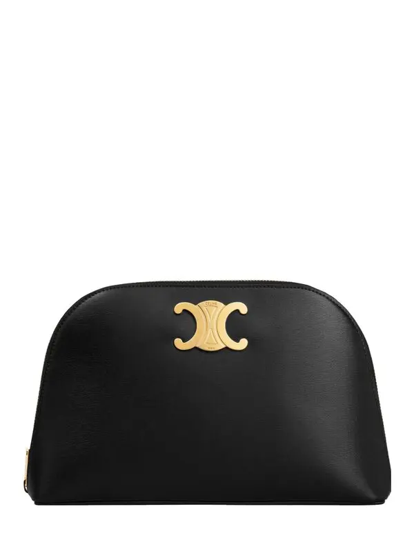 Celine Pouch Triomphe In Shiny Calfskin - Black