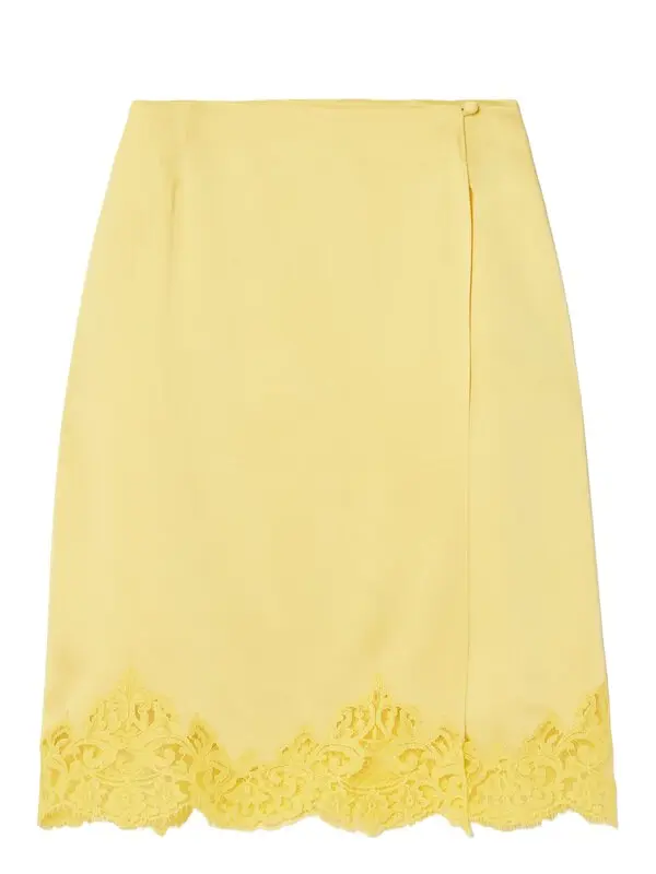 Stella McCartney Lace-trimmed Scalloped Short Skirt - Yellow