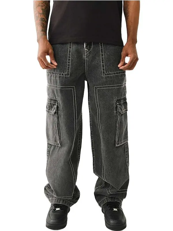 True Religion Baggy Big T Cargo Jeans - Black