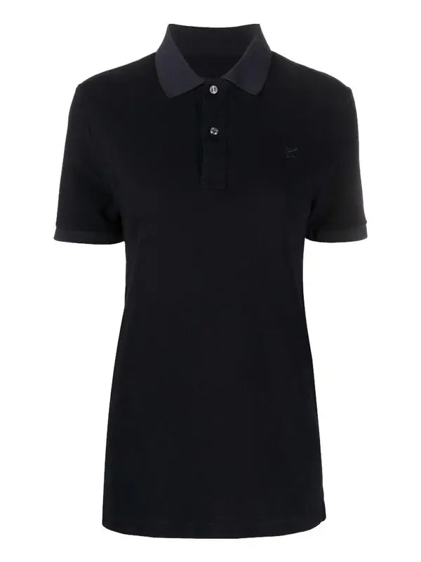 MAISON MARGIELA Short Sleeve Polo Shirt With Four Stitch Detail - Black