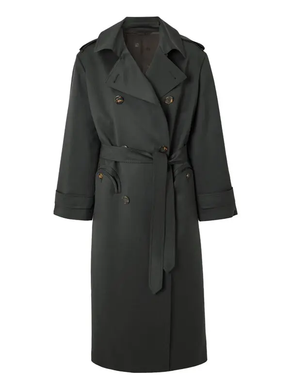 BLAZÉ MILANO Double-breasted Belted Trench Coat - Black