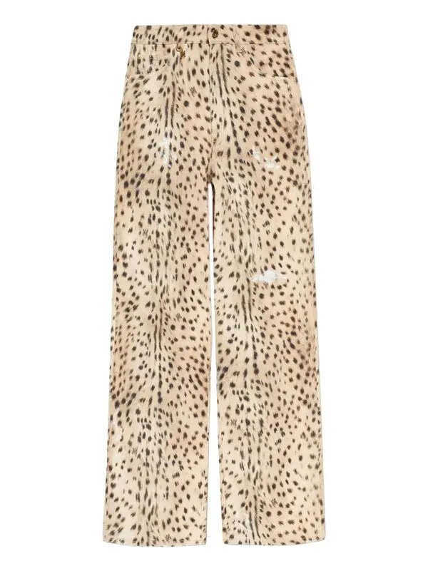 Amiri Wide-leg Leopard Print Jeans - Nude