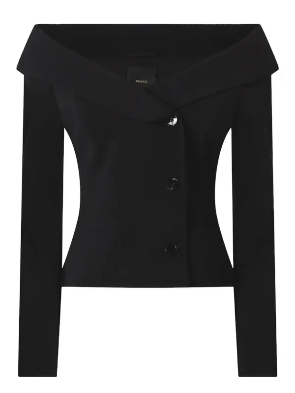 Pinko Off-the-shoulder Slim-fit Jacket - Black