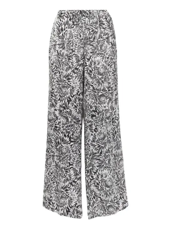 Dries Van Noten Floral Print Wide Leg Pants - Black