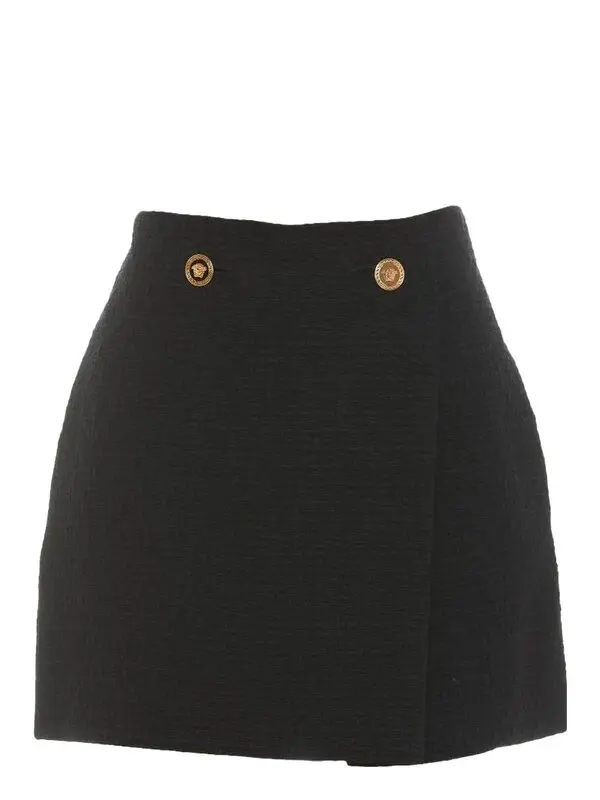 Versace Medusa Head Button Wrap Mini Skirt - Black