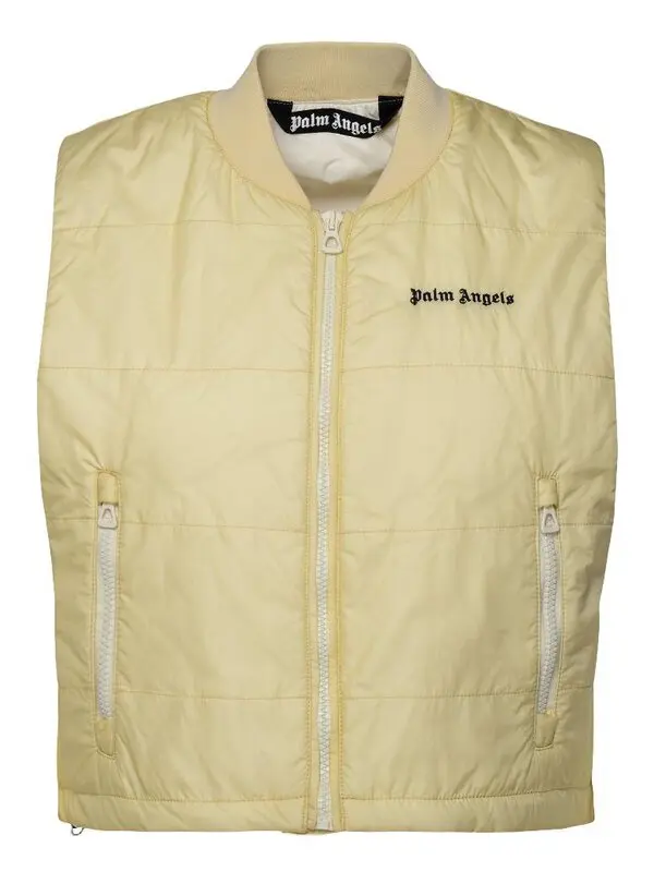 Palm Angels Logo Detailed Padded Vest - Nude