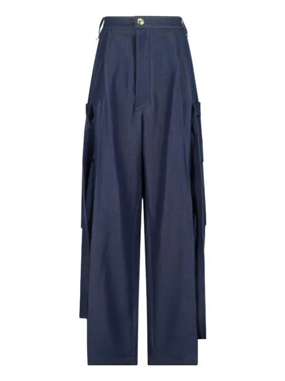 DARKPARK Belt Detail Cargo Straight Trousers - Blue