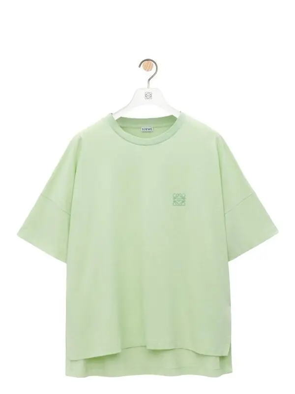 Loewe Boxy Fit Cotton T-shirt With Anagram Embroidery - Light Green