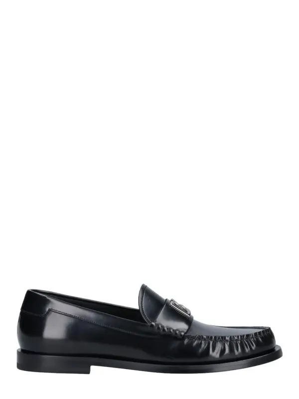 Dolce & Gabbana Logo Plaque Gathered Detail Loafers - Black