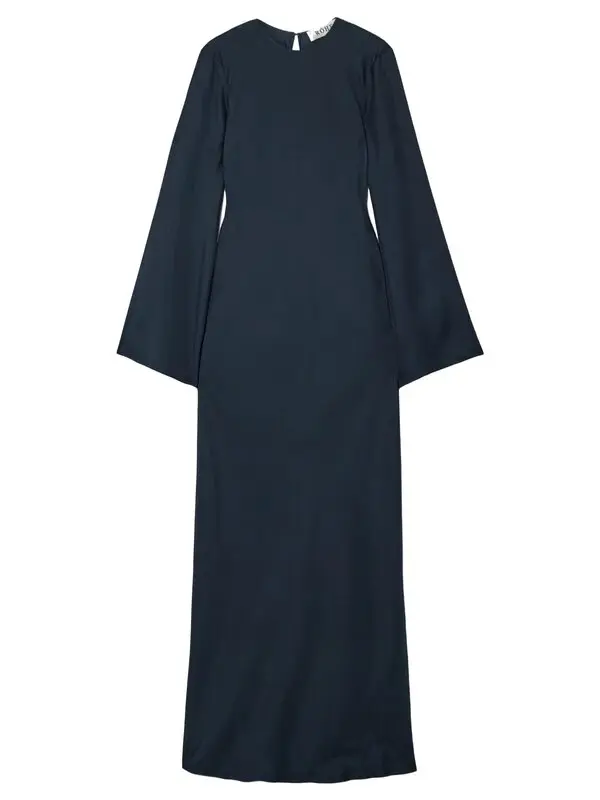 RÓHE Long-sleeved Dress With Keyhole Back - Storm Blue