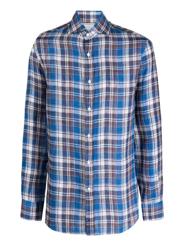 Brunello Cucinelli Checked Button-up Shirt - Blue