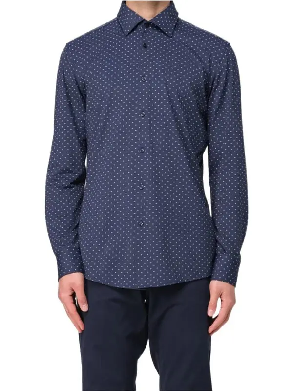 Hugo Boss Geometric-print Performance-stretch Slim Fit Shirt - Blue