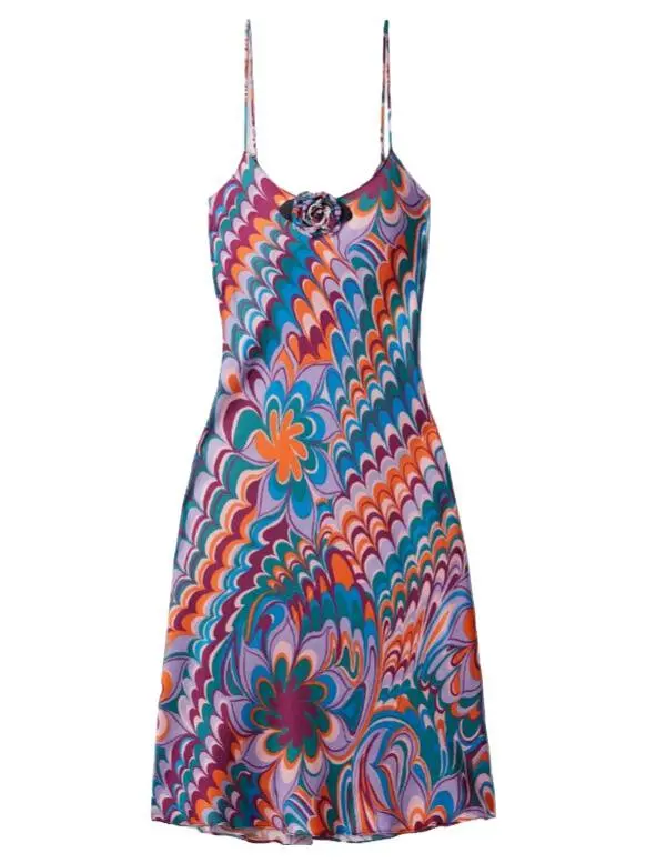 RODARTE Embellished Printed Woven Dress - Blue