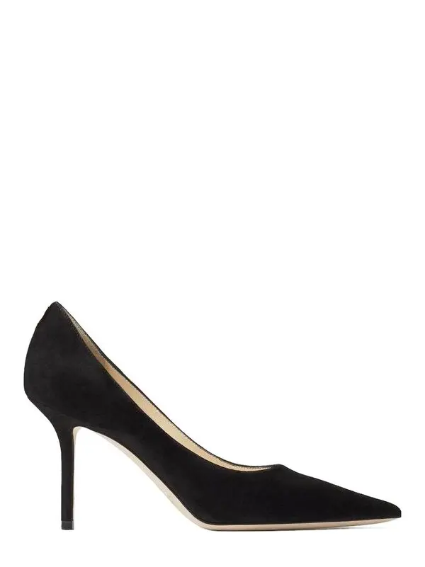 JIMMY CHOO Love 85mm Suede Pointed Toe Pumps - Black
