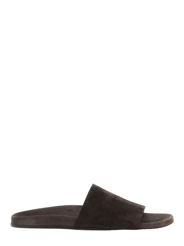 THE ROW Hugh Suede Slip-on Slides - Brown