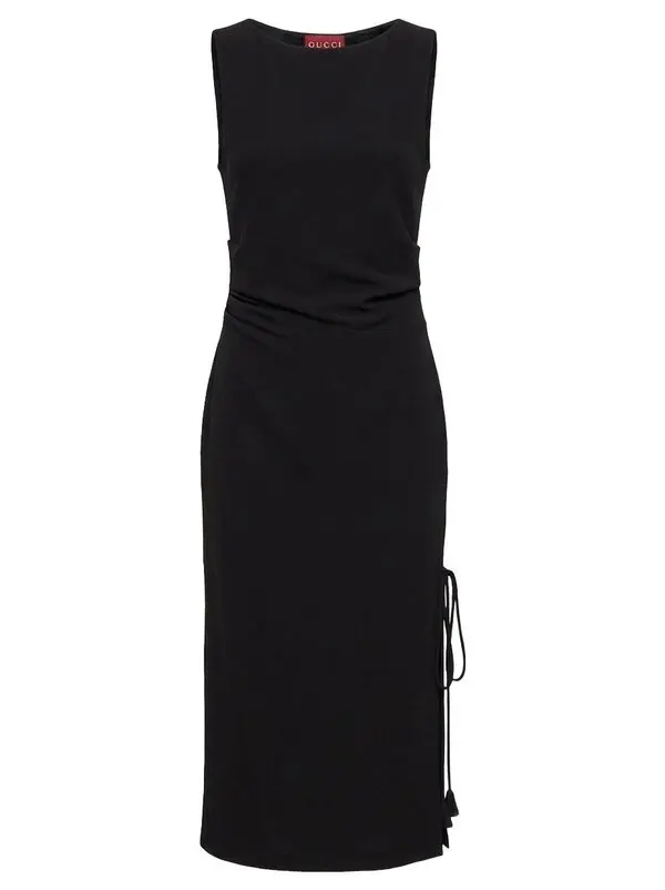 Gucci Silk Crêpe Dress With Embroidery And Side Slits - Black