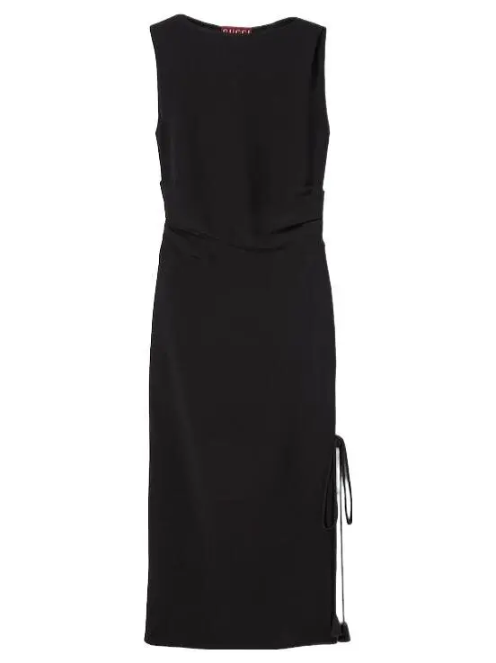 Gucci Silk Crêpe Dress With Embroidery And Side Slits - Black