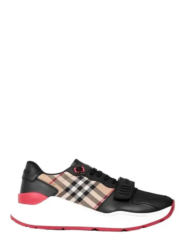 Burberry Vintage Check-print Low-top Sneakers With Logo Strap - Black