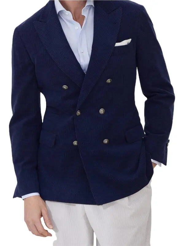 Brunello Cucinelli Double Breasted Notched Lapel Jacket - Black