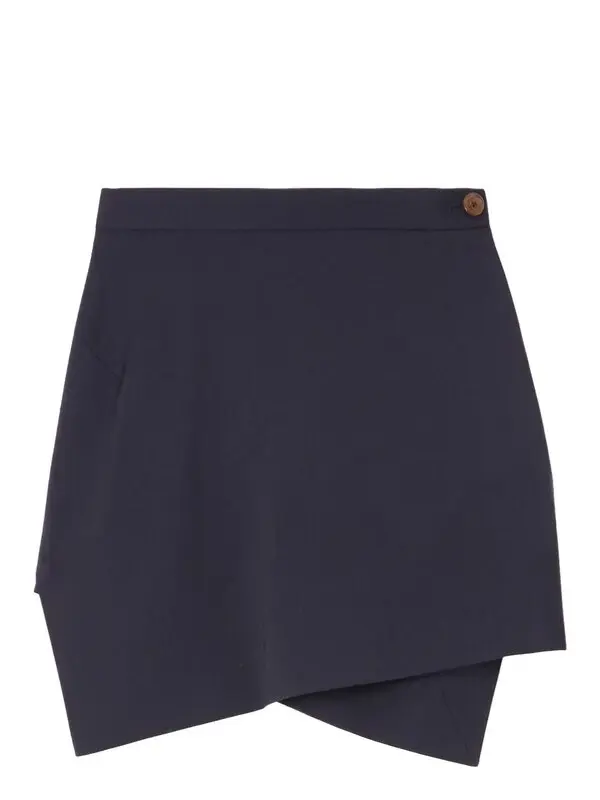 VIVIENNE WESTWOOD Infinity Asymmetric Wool-twill Mini Wrap Skirt - Navy Blue