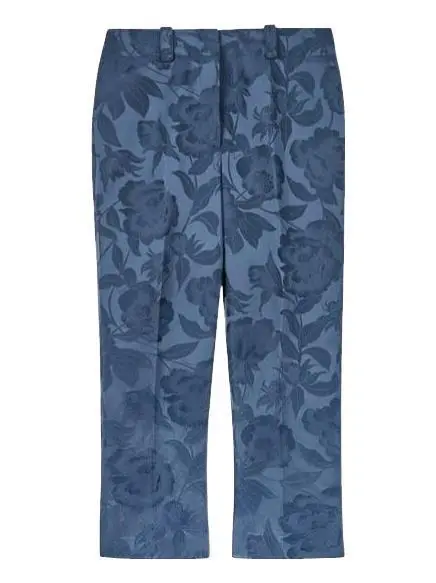 Kenzo Peonies Cropped Jacquard Pants - Blue