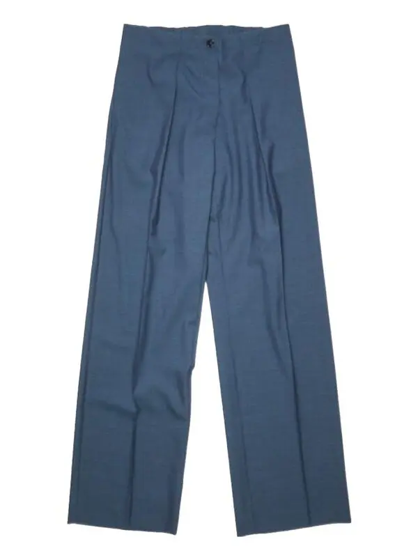 Acne Studios Wool Pleated Wide Leg Trousers - Blue