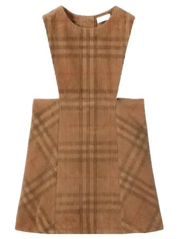 Burberry Check Corduroy Pinafore Dress - Archives Beige
