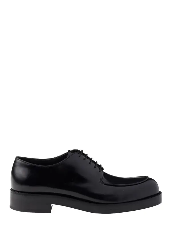 Prada Almond Toe Derby Shoes - Black