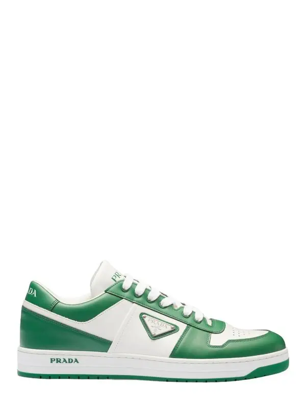 Prada Downtown Leather Sneakers - White/green