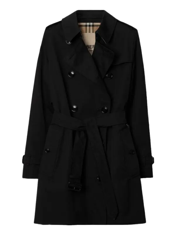 Burberry Double Breasted Belted Waist Trench Coat - Black