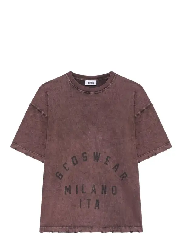 Gcds Distressed-effect Graphic-print T-shirt - Red