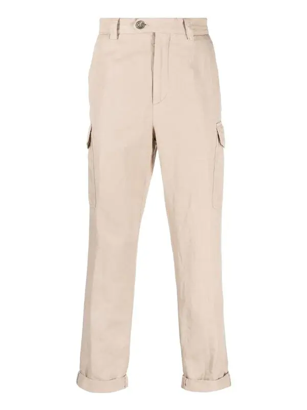 Brunello Cucinelli Slim-cut Cargo Trousers - Nude