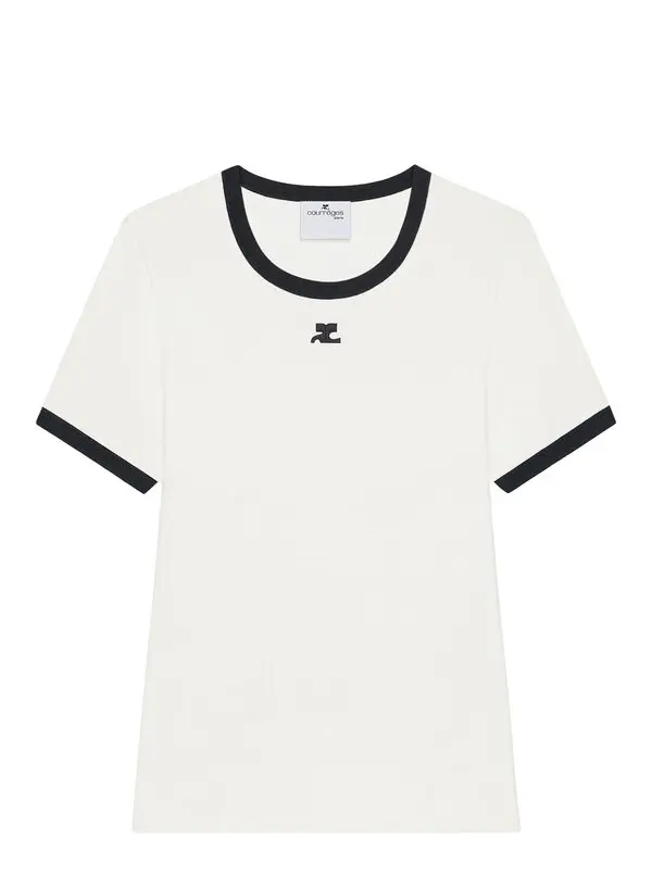 COURREGES Courrèges Heritage Contrasted Trim T-shirt - White